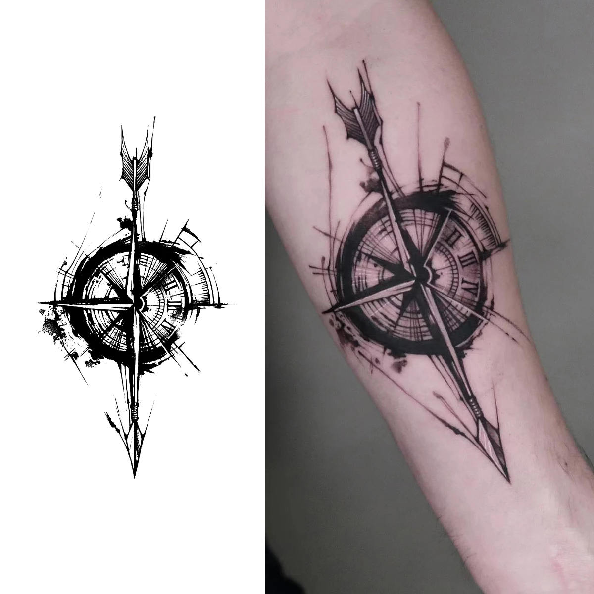 Compass Temporary Tattoo Sticker | Waterproof | Lasts Up To 15 Days ...