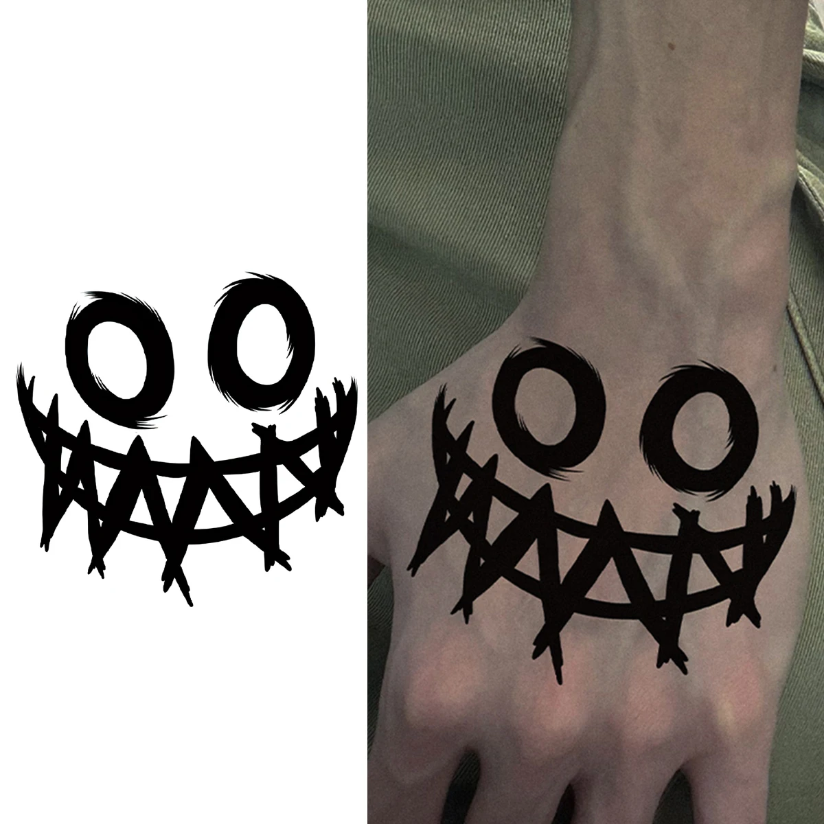 Smiley Face Temporary Tattoo | Ultra-Dark, Waterproof, Lasts 15 Days ...